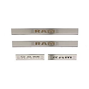 Genuine Dodge RAM Accessories 82212428AB Stainless Steel Door Sill Guard with RAM's Head Logo