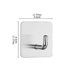 Patravious Adhesive Hooks, Holder Heavy Duty Wall Hooks, Stick on Towel Hanger for Bathroom, Wall Waterproof Stainless Steel Adhesive Hooks for Hanging Bathroom Kitchen Home-4 Packs