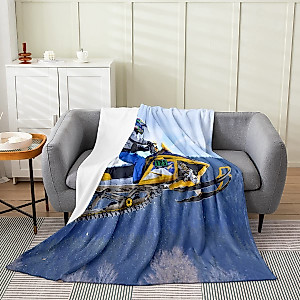 Snowmobile Pattern Fleece Throw Blanket Kids,Winter Extreme Sports Flannel Fuzzy Blanket for Bed Sofa Couch,Sports Theme All Season Bed Blanket Breathable Plush Blanket Room Decor 40"x50"