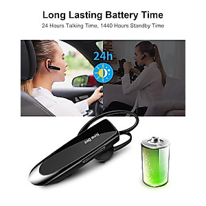 New bee [2 Pack] Bluetooth Earpiece Wireless Handsfree Headset V5.0 24 Hrs Driving Headset with Mic 60 Days Standby Time Headset Case for iPhone Android Samsung Laptop Truck Driver