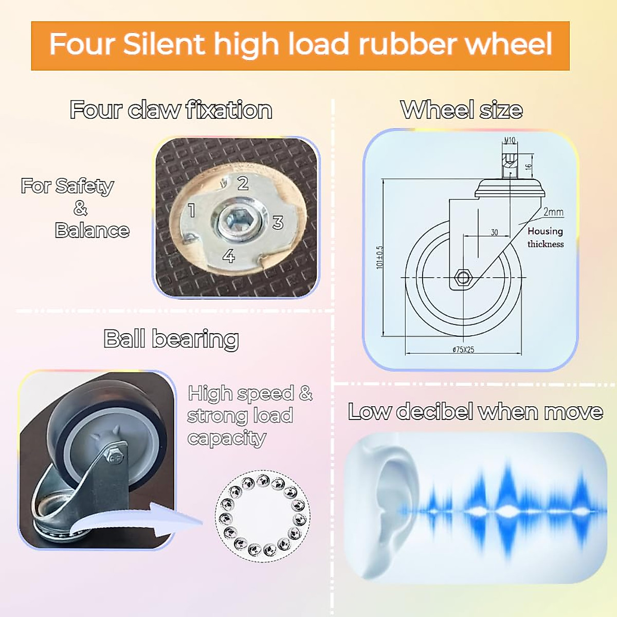 15-Inch Round Wood Platform Dolly with TPR Silent 3" Wheel, 551-lb Load Capacity Heavy Duty Wood Furniture Dolly, Multifunctional Movers Carrier,Plant Dolly, One Pack