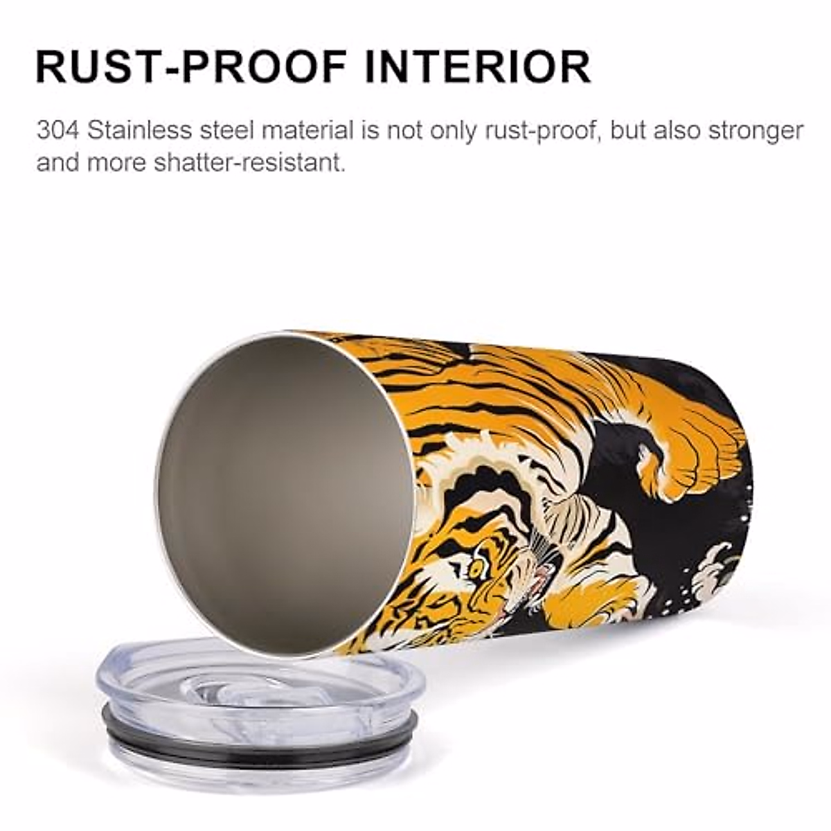 Japanese Tiger Wave Funny Coffee Mug Stainless Steel Travel Insulated Tumbler Double Wall Water Cup 10 Oz
