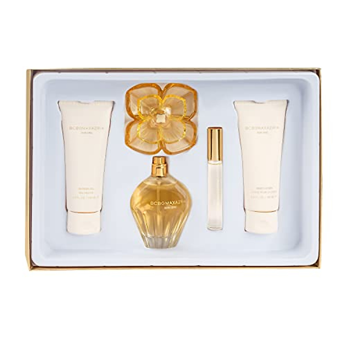 BCBGMAXAZRIA Bon Chic 4 Piece Fragrance Giftset for Women - (3.4oz/100ml EDP Perfume + 3.4oz/100ml Body Lotion + 3.4oz/100ml Shower Gel + 10ml EDP Rollerball)