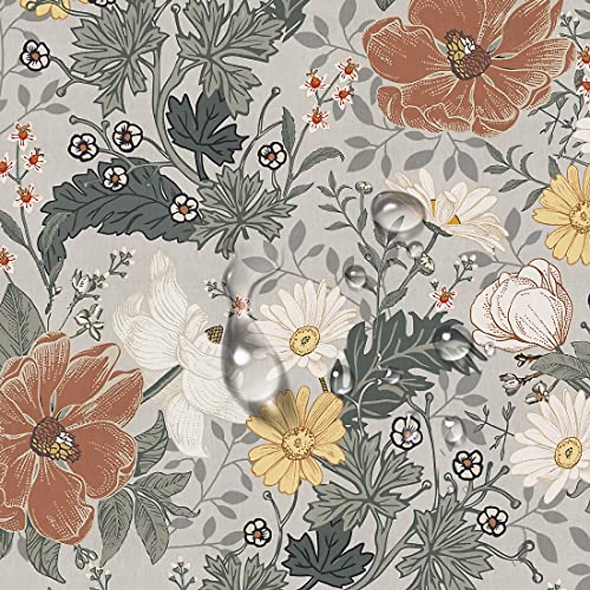 GLOW4U Peel and Stick Vintage Floral Contact Paper Wallpaper for Cabinets Walls Shelves Drawer Arts Crafts Decal 17.7X117 Inches