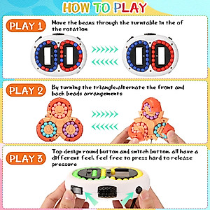 4 Pcs Rotating Bean Toys Set, Spinner Toys 2 in 1 Learning and Education Rotating Bean Cube Puzzle Stress Relief Gift for Kid Boy Girl Student Birthday Gift Classroom Prize(Cute)