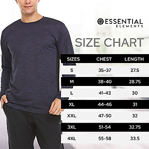 Essential Elements Mens Active T-Shirt - Quick-Dry Athletic Workout Training Crew Neck Long Sleeve Top 5 Pack