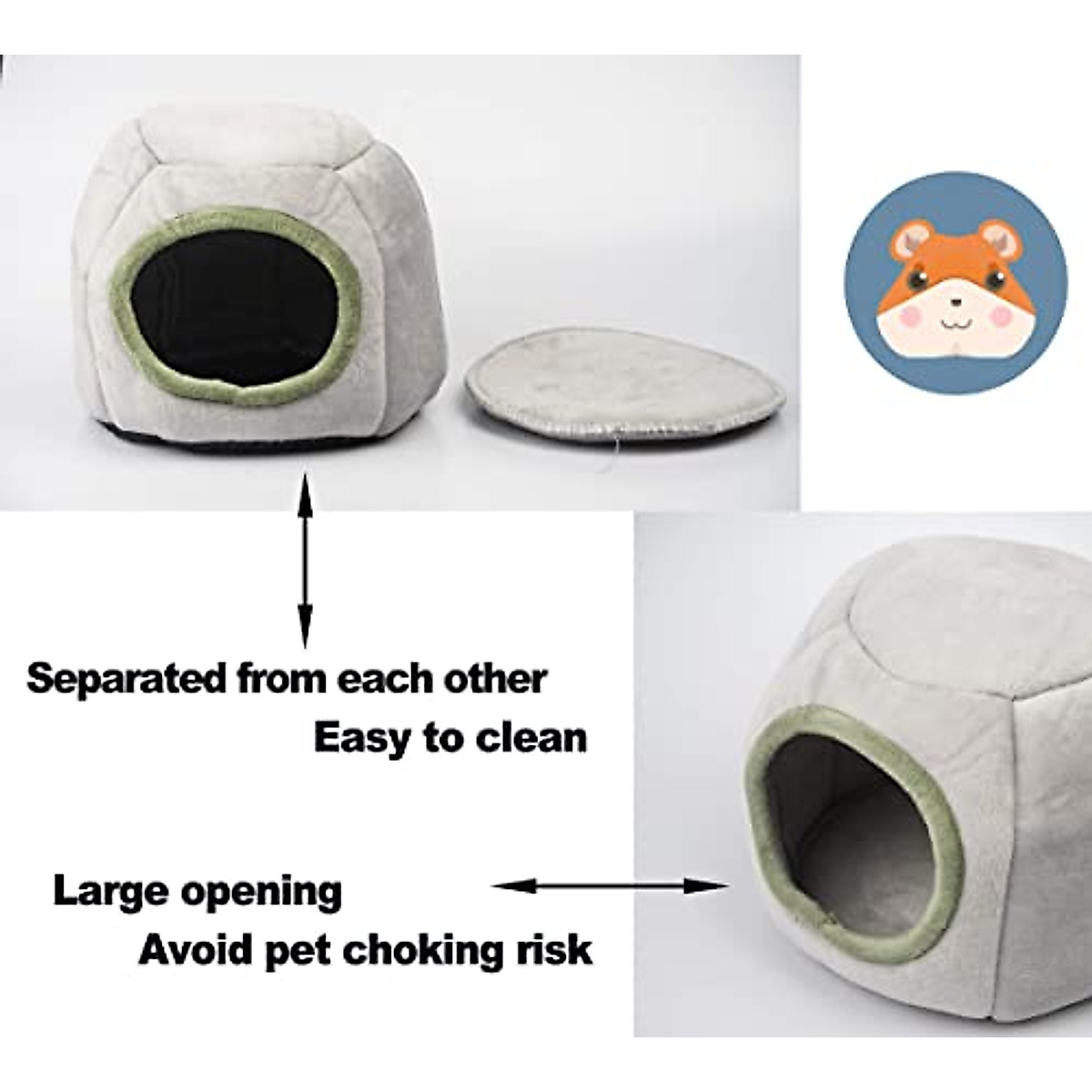 Guinea Pig Cave Beds, Cozy House Bedding for Rats Chinchilla Degu Ferrets Hedgehog Sugar Glider, Pumpkin Shaped Small Pet House (Gray)…