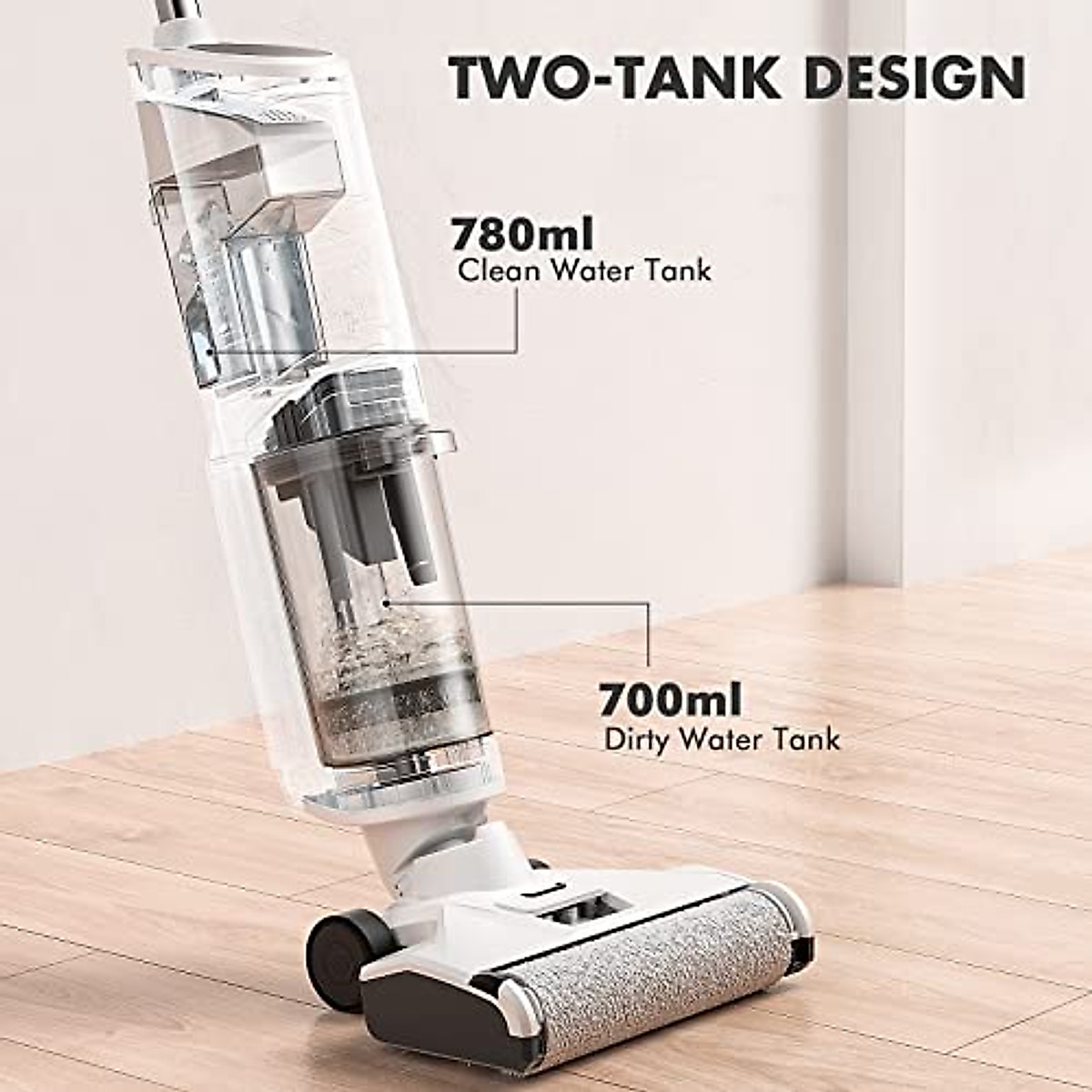 Neakasa Powersrub 2 Cordless Wet Dry Vacuum 3 in 1 Floor Cleaner and Mop One-Step Cleaning for Hard Floors and Carpet with Self-Cleaning System and HD Display Ideal for Daily Messes and Pet Hair