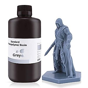 ELEGOO Standard LCD 3D Printer Resin, Fast UV-Curing 3D 405nm UV Resin Photopolymer Resin for High Precision Rapid LCD 3D Printing Grey 1000G