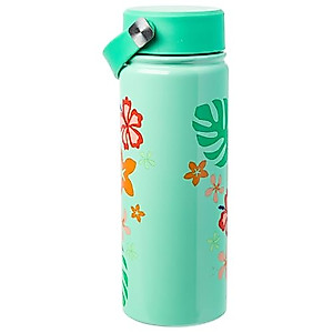 Silver Buffalo Disney Lilo and Stitch “Aloha” Stainless Steel Water Bottle with Swivel Handle Featuring Stitch, 20 Ounces