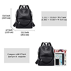 ALTOSY Leather Backpack for Women Elegant Genuine Backpack Purse Ladies Leather Shoulderbag （S80 Black）