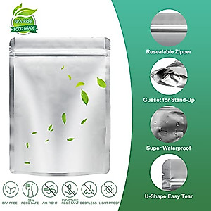 50 Pack 1 Gallon Mylar Bags for Food Storage with with Oxygen Absorbers, 4.7 Mil Mylar Storage Bags 10"x 14" Stand-Up Zipper Resealable Bags for Grains Legumes and Long Term Food Storage