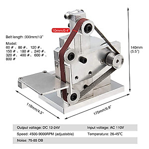 Cozyel 110V Mini Belt Sander Electric Sanding Polishing Grinding Machine Knife Apex Edge Sharpener 9000RPM with 10PCS Abrasive Belts for Metal Wood Acrylic Polish