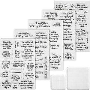 WooYangFun 5pcs Friends Thinking of You Words Clear Stamp 2pcs Acrylic Stamp Blocks for Card Making Decoration and Scrapbooking
