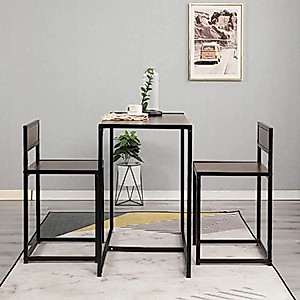 SDHYL 3 Piece Dining Set Dining Table Set with 2 Chairs Breakfast Table for Kitchen, Coffee Table Set, Home Office Table Set, Computer Table for 2, Portable Table Set, Walnut