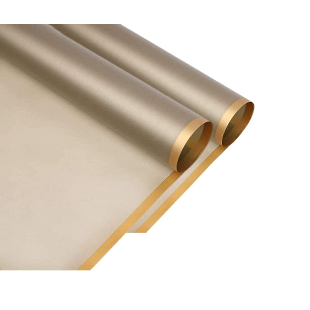 Leoyoubei 20 Sheets Flower Gift Wrapping Paper,Waterproof Gift Packaging or Gift Box Packaging,Can Be Packaged on Both Sides Paper Bundle,Florist Bouquet Wraps Material (Gold Edge-Khaki)