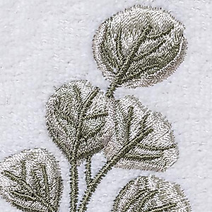 Avanti Linens Ombre Leaves Collection, Embroidered Hand Towel, White