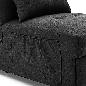 HomSof Folding Sleeper Sofa Bed,4 in 1 Function,Work as Ottoman,Chair Chaises Longues, Black