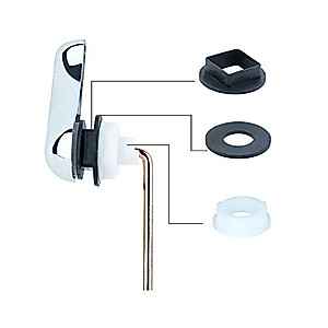 Jwodo Toilet Handle Replacement Kit, Chrome Finish Toilet Trip Levers with Seal Gasket and Nut, with Stainless Steel Flapper Chains, Universal Replacement for Most Toilets (Front Mount #1)