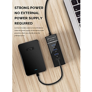 BUZOOLA USB 3.0 Data Hub with 4-Port Individual LED Lit Power Switches Portable USB Port Expander for Laptop and PC, Flash Drive,Mobile HDD,MacBook (Black)