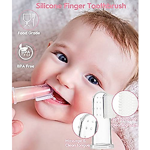 Baby Healthcare and Grooming Kit, Safety Newborn Nursery Care Set, with Hair Brush Comb, Nail Clipper, Thermometer, Pacifier Clip, Nasal Aspirator for Newborn Infant Baby Girls Boys (Pink)