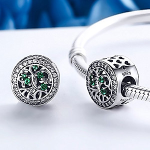 Family Tree Charms Bead Authentic 925 Sterling Silver Love Tree of Life Family Christmas Tree Dangle Charms fit Pandora Bracelet (C)