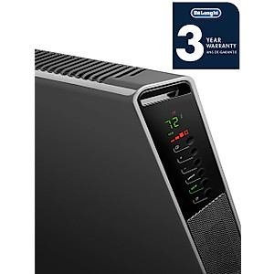 DeLonghi Convection Panel Heater, Full Room Quiet 1500W, portable electric heater is freestanding/easily wall mounted. Energy Saving, quick heat distribution, timer, asphalt gray, HCX9115E