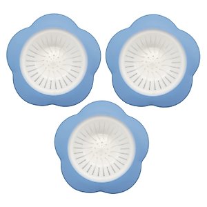 Handy Housewares 4.25" Flower Shaped Kitchen Sink Strainer Basket - Fits Most Standard Sinks (Pastel Blue, 3 Pack)