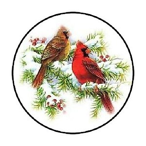 without brand Set of 48 Envelope Seals Labels Winter Cardinals 1.2" Round