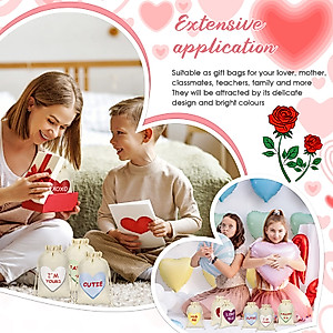 LEIFIDE 24 Pcs Valentine's Day Heart Burlap Bags with Drawstring Small Gift Bags Burlap Treat Bags Valentines Party Favor Pouches Candy Bags for Valentines Wedding Shower Party DIY Craft, 4 x 6 Inch