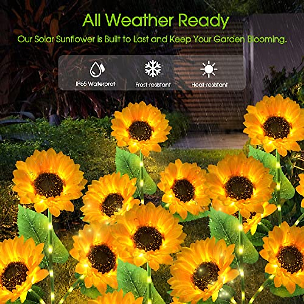 KOOPER Solar Lights Outdoor Garden Decor - Upgraded 3 Pack Solar Garden Lights with 9 Sunflower Lights, Waterproof Solar Outdoor Lights Auto ON/Off Solar Decorative Lights for Garden, Patio, Backyard