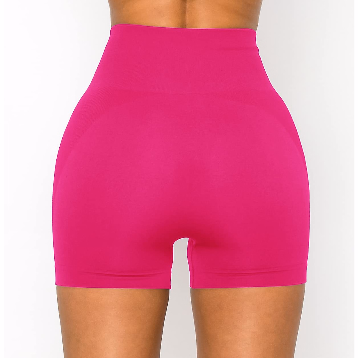 ALWAYS Women's Seamless Biker Shorts - High Waisted Yoga Running Athletic Workout Short Pants Fuchsia Small