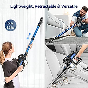INSE Cordless Vacuum Cleaner, 6-in-1 Powerful Stick Vacuum, Rechargeable Vacuum Cleaner with 2200m-A-h Battery Up to 45 Mins Runtime, Lightweight Handheld Vacuum for Home Hard Floor Carpet Pet Hair