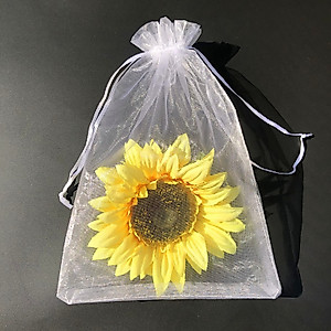 100 Pieces of 8X12Inches White Large Sheer Organza Bags Party Gift Wedding with Drawstrings Sachet Festivals Makeup Bags