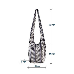 Delrosaria Bohemian Hippie Crossbody Bag Hobo Sling Bag Cotton Messenger Shoulder Bags