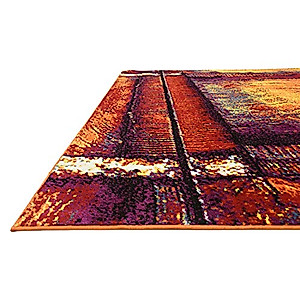 Unique Loom Metro Collection Contemporary Abstract Lantern Area Rug, 8' 0" x 10' 0", Yellow/Red