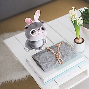 Amosfun Cat Bobblehead Ornaments Shaking Rabbit Ear Lucky Cat Figurines Animal Dancing Figure Toy Car Dashboard Decorations for Vehicle Home Office Desktop (Random)