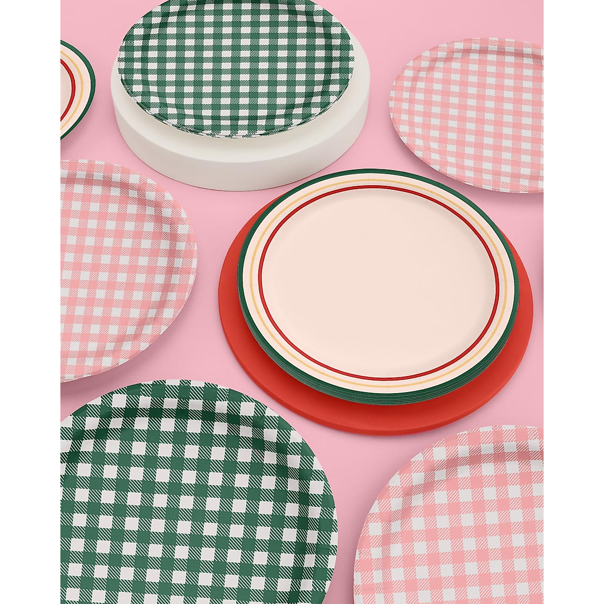 xo, Fetti Camp Gingham Paper Plates - 24 pk, 9" | Bachelorette Decorations, Camp Bride, Getting Lit + Getting Hitched, Gingham Birthday Party, Glamping Baby Shower Supplies, Cool Cake Plates