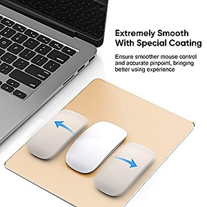 JEDIA Mouse Pad, Gold Premium Hard Metal Aluminum Mousepad, Double Side Waterproof Ultra Smooth Mouse Pad for Fast and Accurate Mouse Control for Office and Gaming, 9.4 x 7.9inch