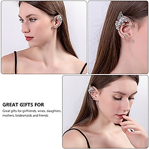 GANAZONO Elf Ear Cuffs Fairy Earrings Pearl Wing Cuff Wrap Earrings Elven Ear Clips Jewelry Gift