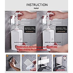 HUNANBANG Non Drilling Adhesive Shower Gel Bottle Rack, Shampoo Dispenser Bottle Holder Hand Soap Dispenser Holder, Liquid Soap Bottle Holder Adhesive Wall Mounted (2 PACK, 2 S Size)