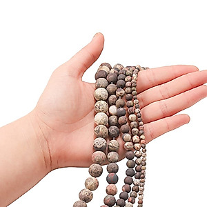 YU 1strand 4/6/8/10/12mm Dull Polish Matte Flower Natural Stone Round Loose Spacer Beads for DIY Bracelet Jewelry Makings Supplies T314 (Color : Matte Flower Agates, Item Diameter : 8mm)