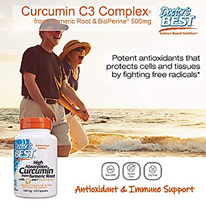 Doctor's Best DRB-00107 High Absorption Curcumin From Turmeric Root with C3 Complex & BioPerine 500mg (120 Capsules)