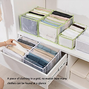 2pcs Wardrobe Clothes Organizer Foldable Transparent Grid Storage Box with Multiple Layers, Portable Washable Storage Containers for Underwear, Socks, Leggings, Skirts, T-shirts, Jeans (GRAY, Medium)