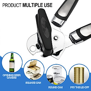 Manual Handheld Can Opener, Sharp Cutting Wheel for Smooth Edge Cut, Non-Slip Handle, Oversized Easy to Use Turn Knob, Includes Built in Bottle Opener