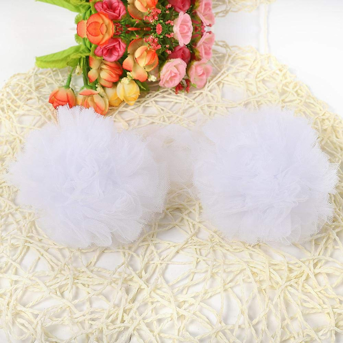 Nets for Cribs Babies Flower Ball Bed Decorative Baby Bed Net Hanging Flower Ball Crib Accessories Wall Pendant Decoration for Kids Room (White)