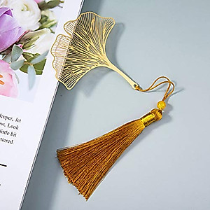 ccHuDE 3 Pcs Hollow Metal Lotus Bookmarks Maple Leaf Tassel Bookmarks Ginkgo Leaf Bookmarkers Page Marker for Book