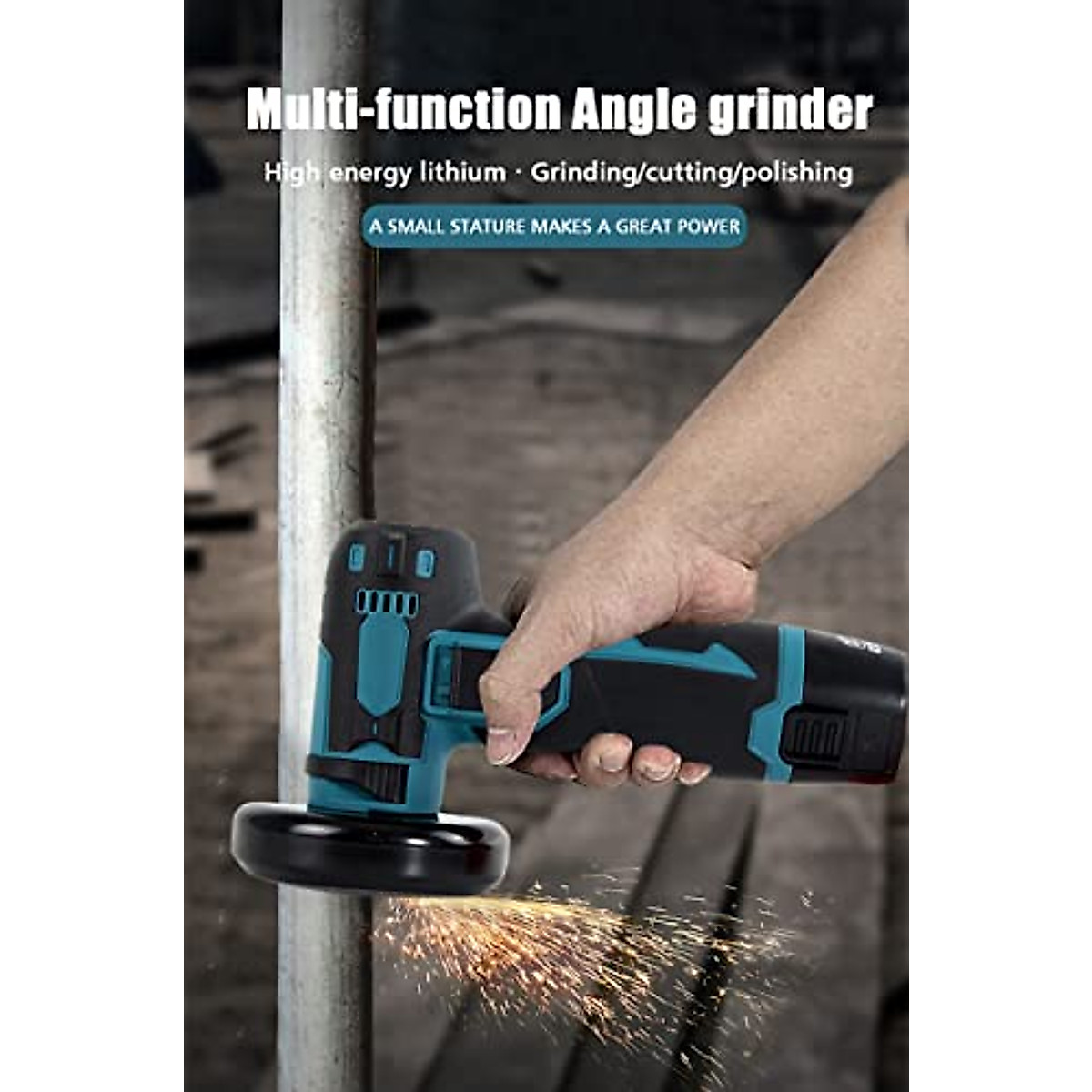 DALYNN 12V dless Brush Angle Grinder Kit, Ginding disc 3 Inch/76mm, Lightweight Angle Grinder Tool w/ 2PCS 1300mAh Lithium-Ion Battery & Charger, Ergonomic Button Position for Reducing Hand Pressure