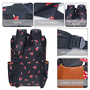 Mushroom School Backpack for Girls Women, 15.6 inch Laptop Backpacks Bookbags for College Travel