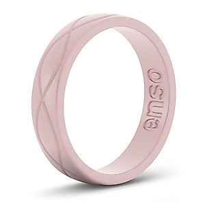 Enso Rings Women’s Infinity Silicone Wedding Ring – Hypoallergenic Wedding Band for Ladies – Comfortable Band for Active Lifestyle – 4.5mm Wide, 1.5mm Thick (Pind Sand, 7)